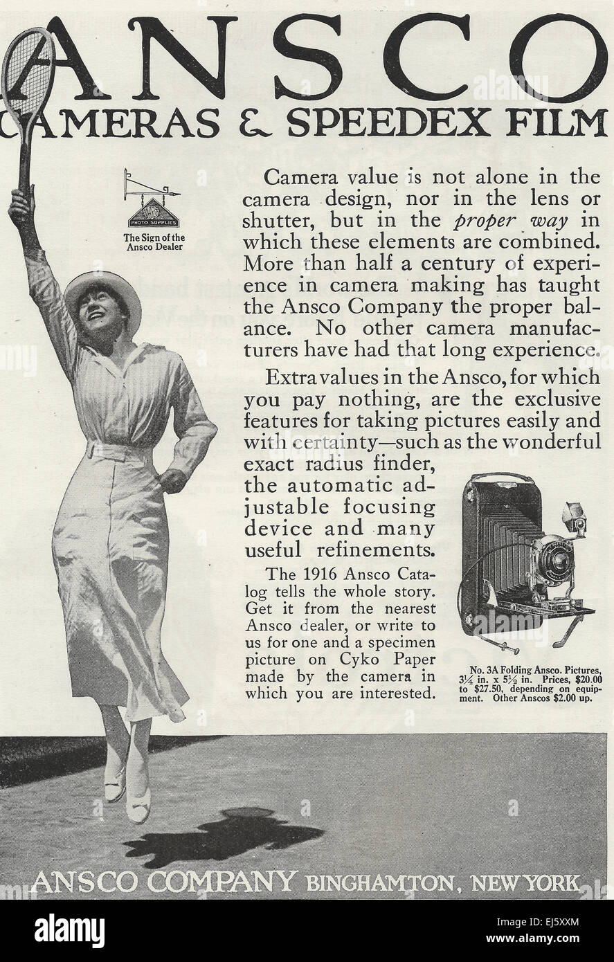 Ansco Cameras & Speedex film, Advertisement 1916 Stock Photo - Alamy