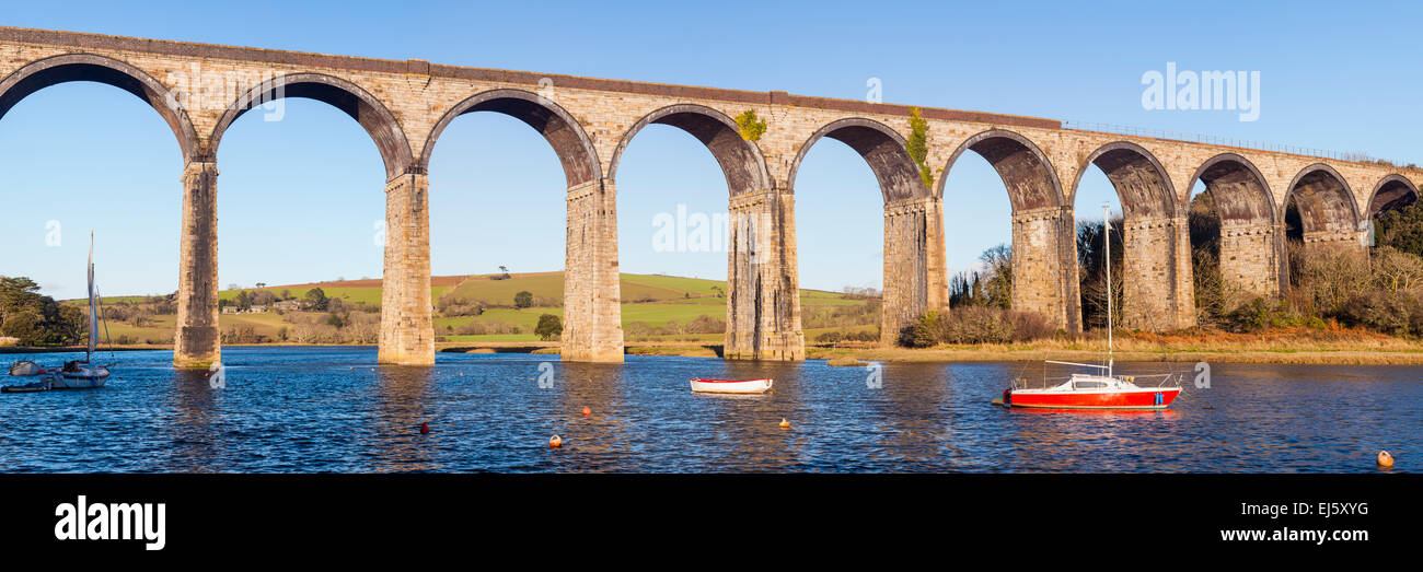 The 1908 railway viaduct at St Germans Cornwall England UK Europe Stock ...