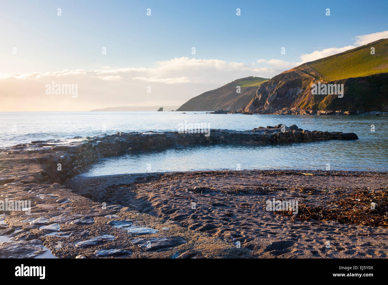 The delapidated historic harbour at Portwrinkle Cornwall England UK ...
