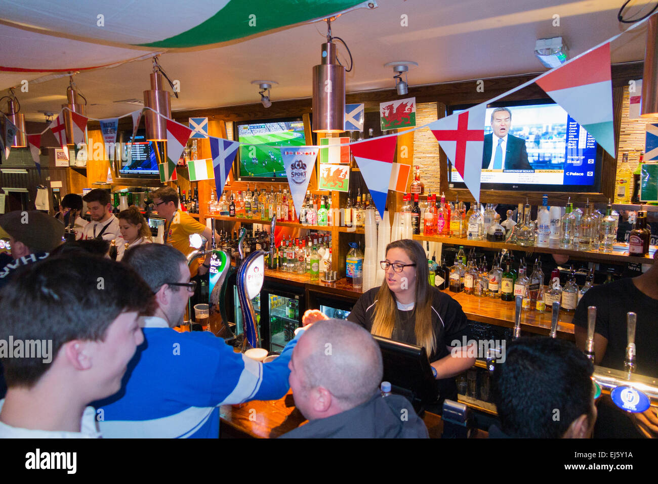 English fans display their flag hi-res stock photography and images - Alamy