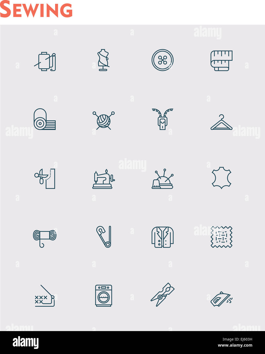 Linear sewing icon set Stock Photo - Alamy