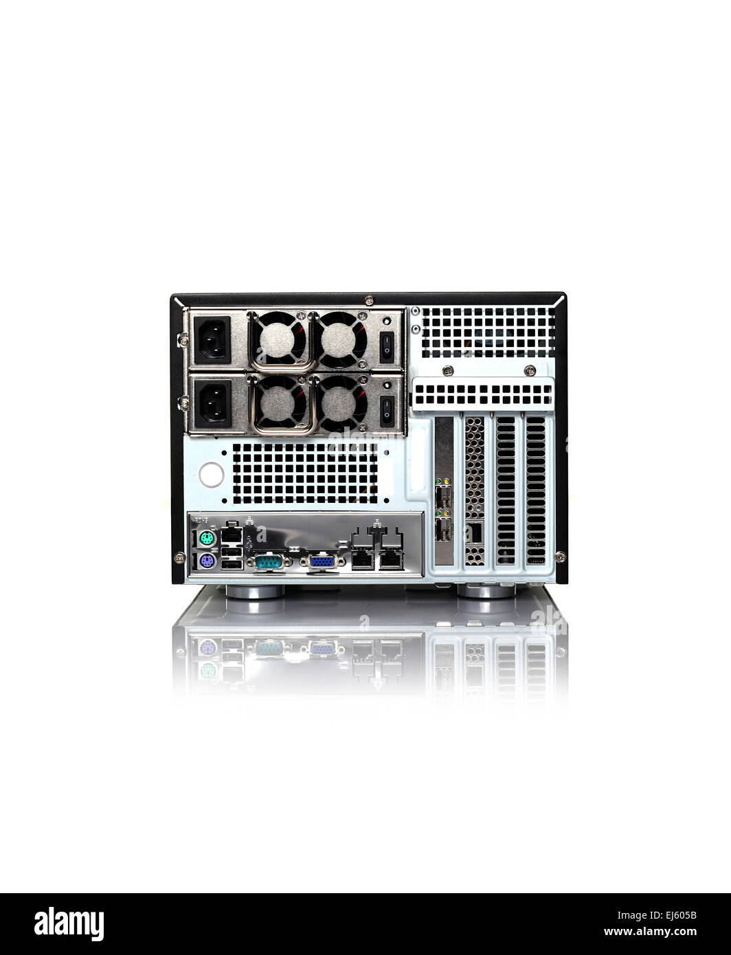 Back view of a small modern computer on a white background Stock Photo ...