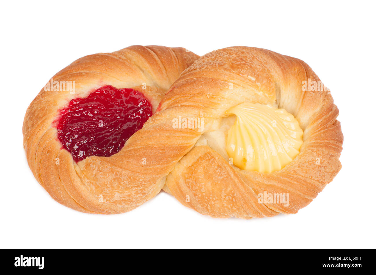 Pastry with fruit jam and cream isolated on white Stock Photo - Alamy