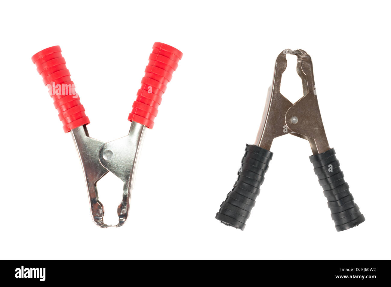 Two crocodile clips isolated over white background Stock Photo - Alamy