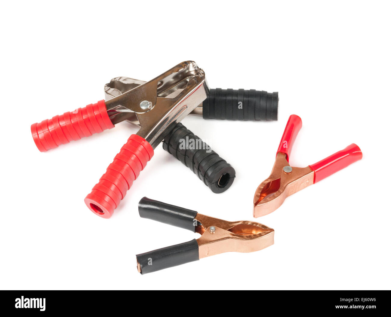 Four crocodile clips isolated over white background Stock Photo - Alamy