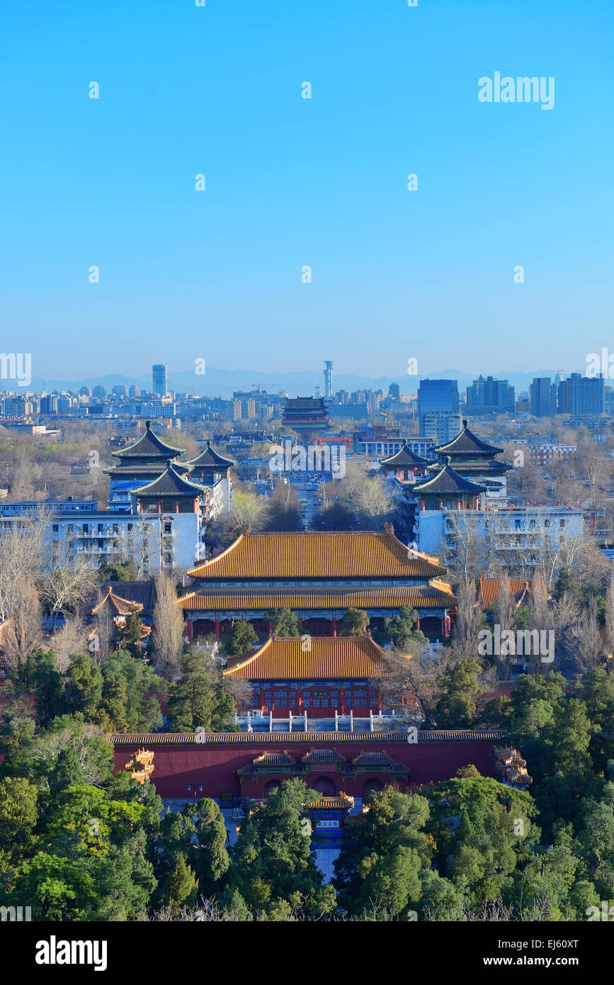 Beijing architecture and city skyline in the morning with blue sky ...