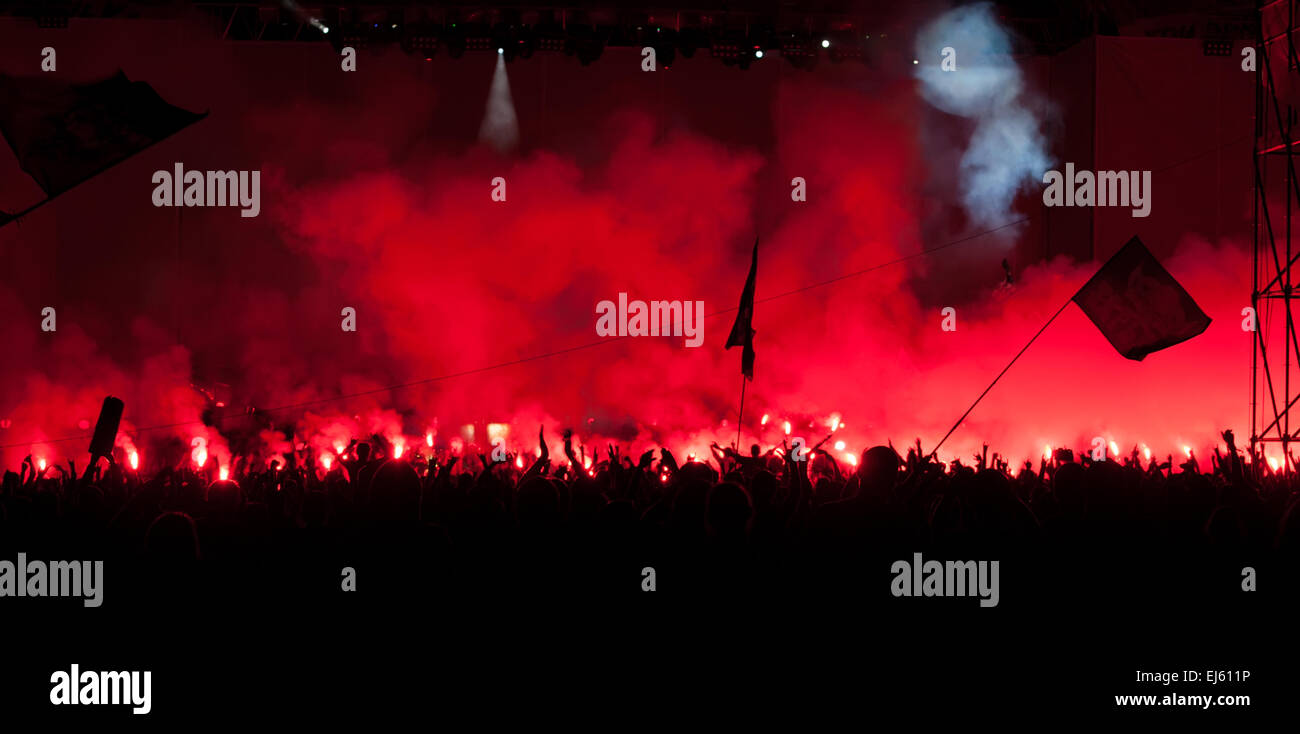 Red flares hi-res stock photography and images - Alamy