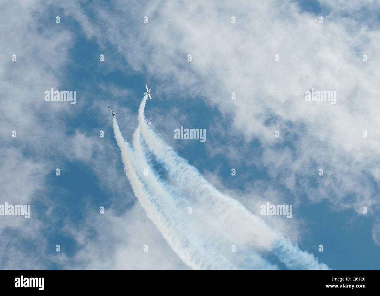 Climb of three aircraft high in the sky Stock Photo - Alamy