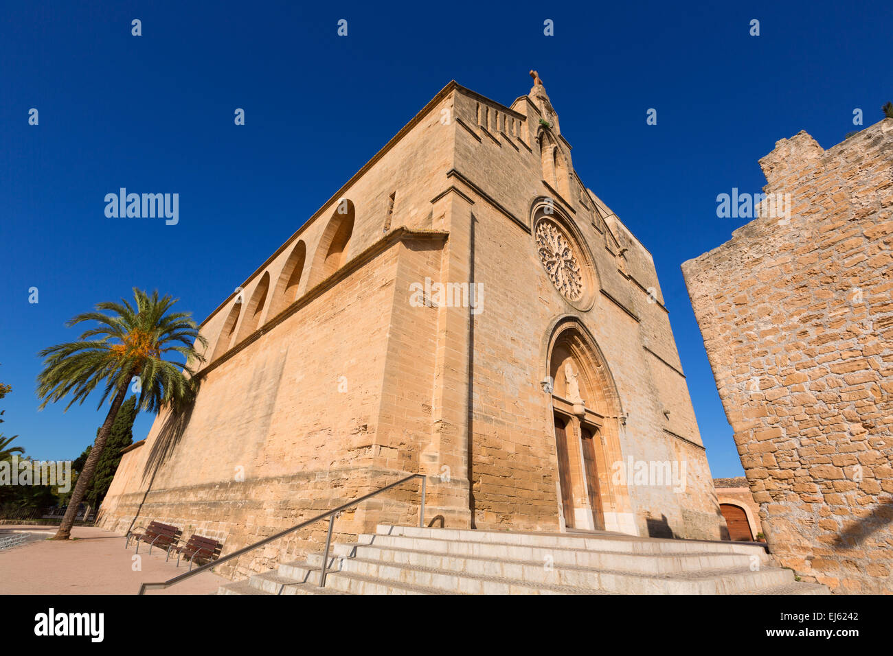 Alcudia Old Town Sant Jaume church in Majorca Mallorca Balearic island ...