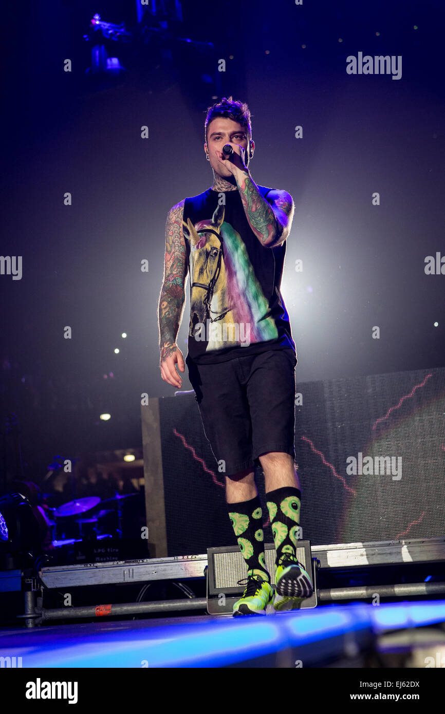 Milan, Italy. 21st March, 2015. The Italian political rapper FEDEZ ...