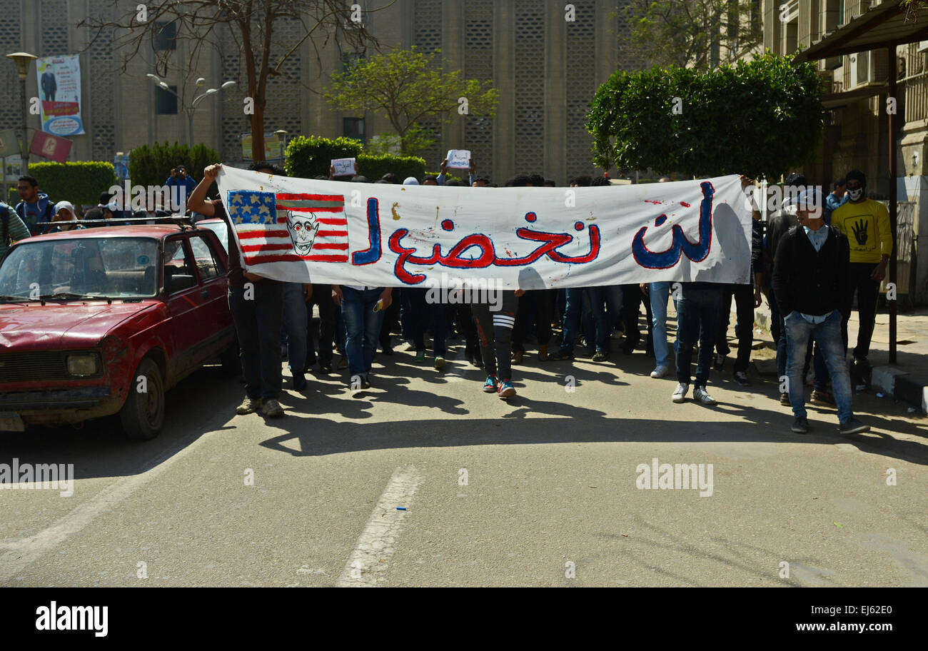 Cairo, Egypt. 22nd Mar, 2015. An Egyptian students who support ousted ...