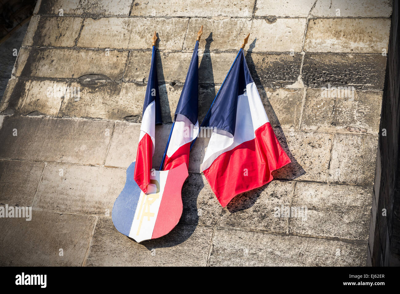 French national flags on municipal building in Troyes, France, Europe ...