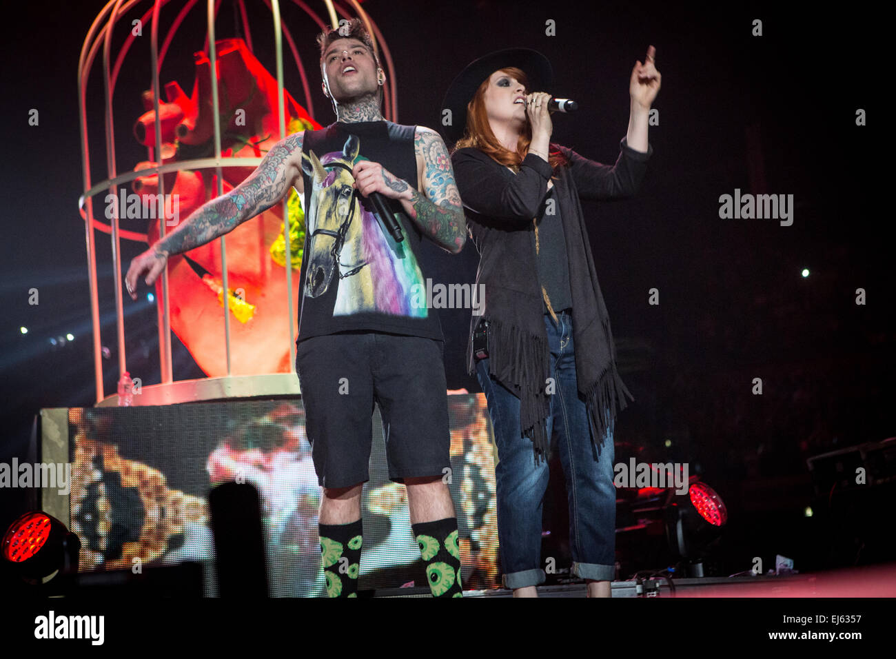 Milan, Italy. 21st March, 2015. The Italian political rapper FEDEZ ...