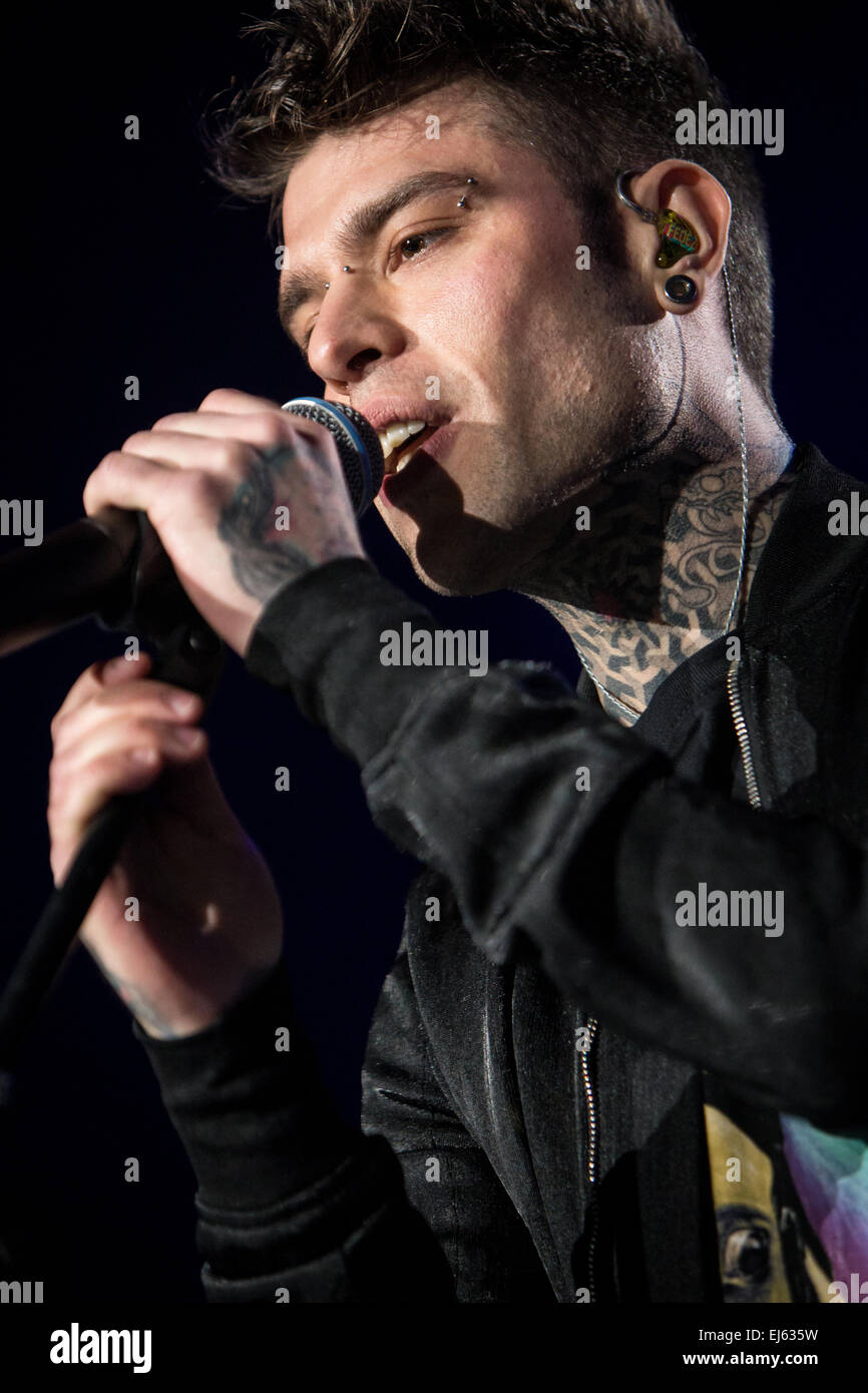 Milan, Italy. 21st March, 2015. The Italian political rapper FEDEZ ...