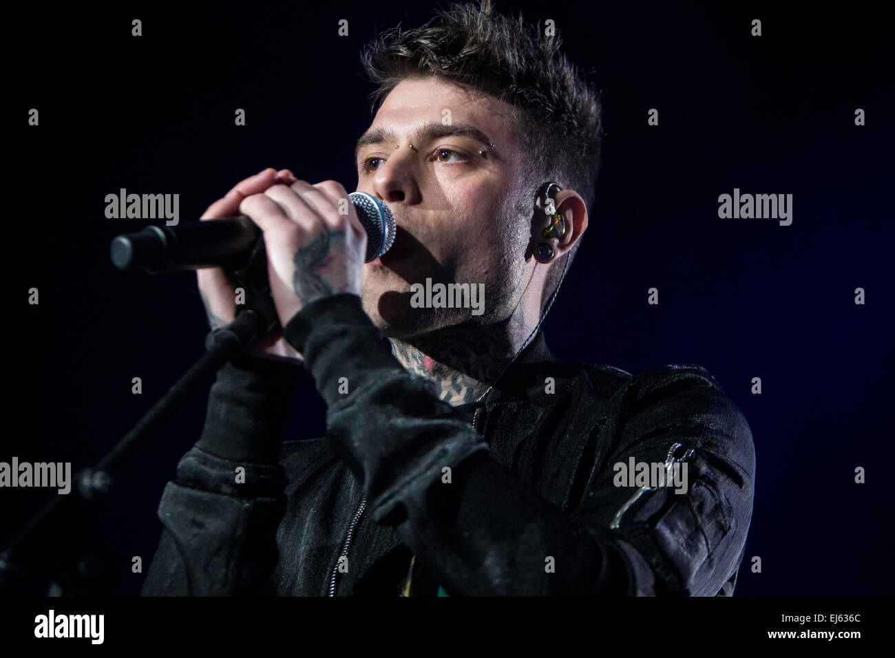 Milan, Italy. 21st March, 2015. The Italian political rapper FEDEZ ...