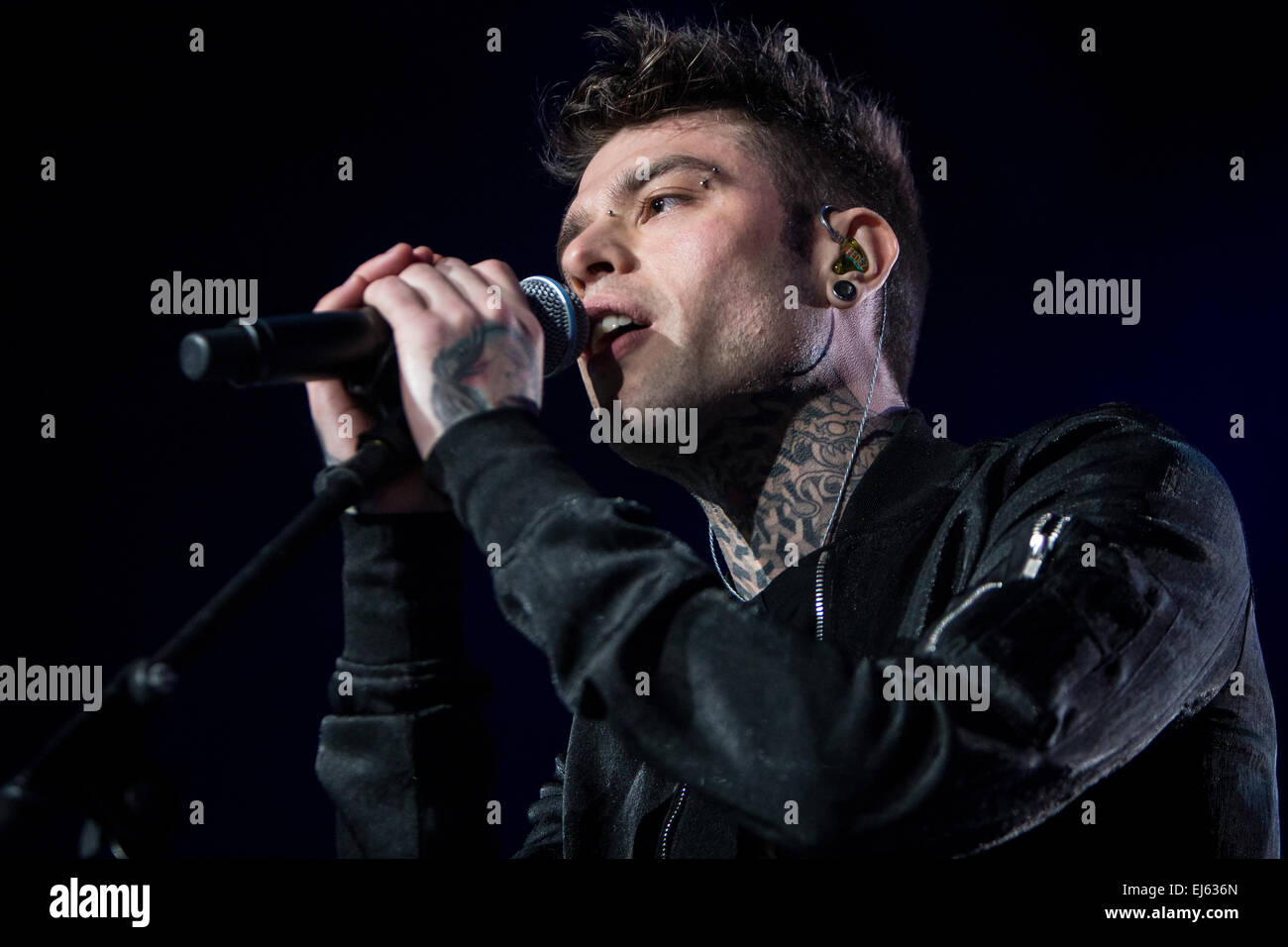 Milan, Italy. 21st March, 2015. The Italian political rapper FEDEZ ...