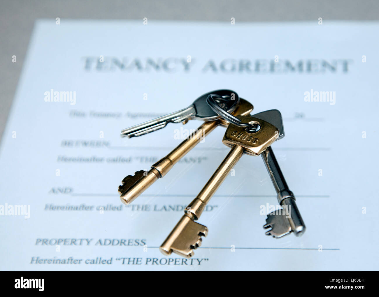 Tenancy agreement document and house keys, London Stock Photo - Alamy