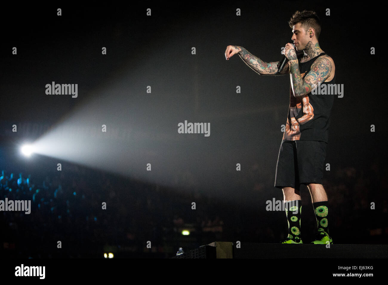 Milan, Italy. 21st March, 2015. The Italian political rapper FEDEZ ...