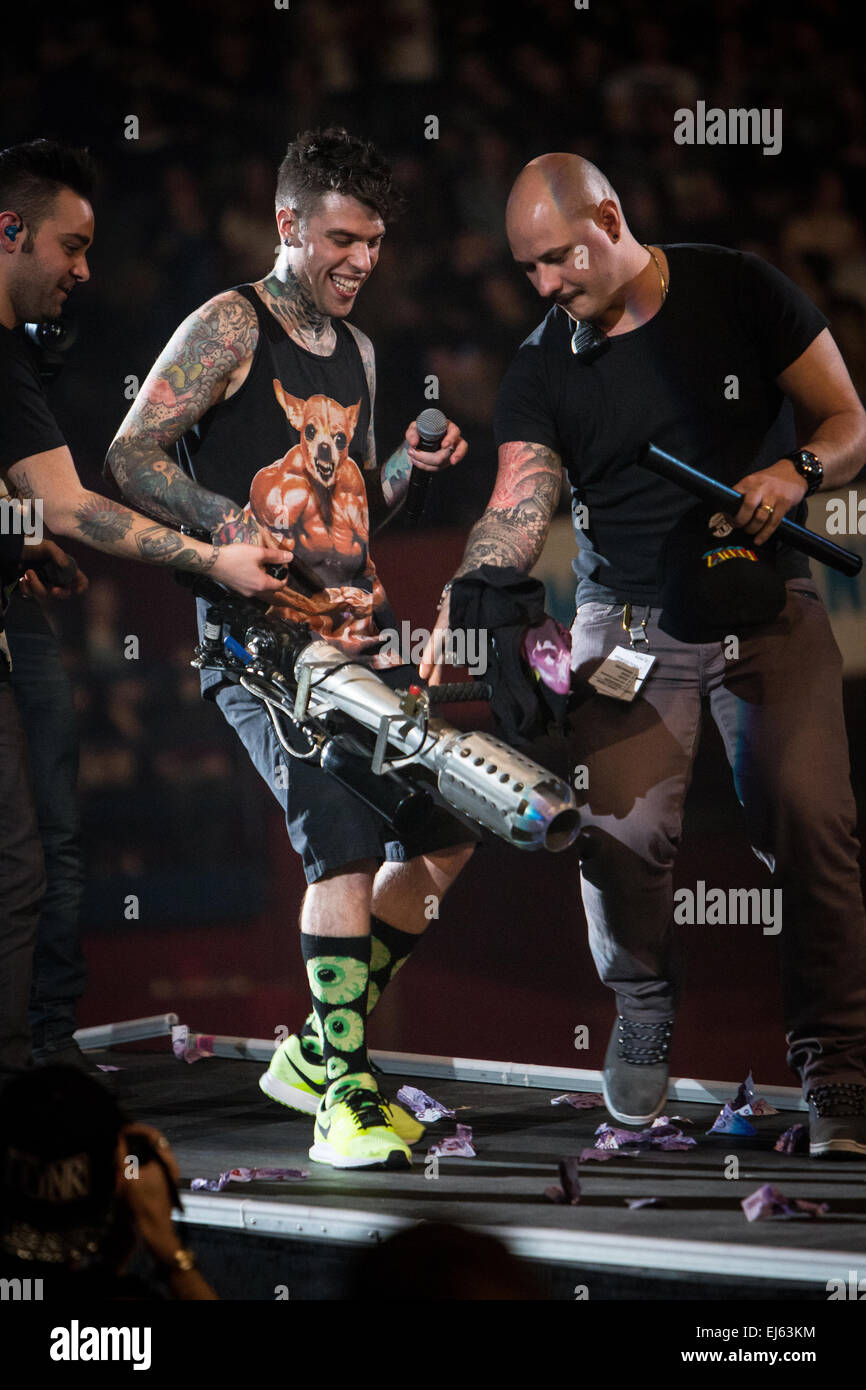 Milan, Italy. 21st March, 2015. The Italian political rapper FEDEZ ...
