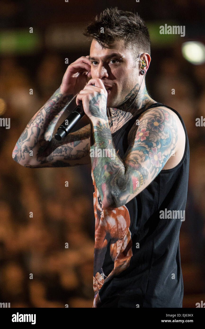Milan, Italy. 21st March, 2015. The Italian political rapper FEDEZ ...