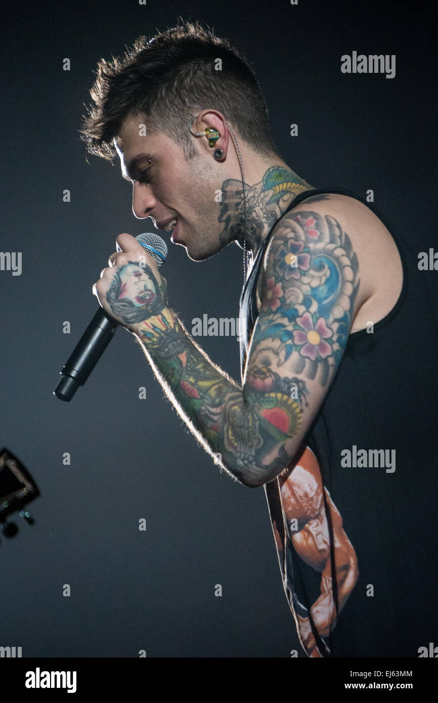 Milan, Italy. 21st March, 2015. The Italian political rapper FEDEZ ...