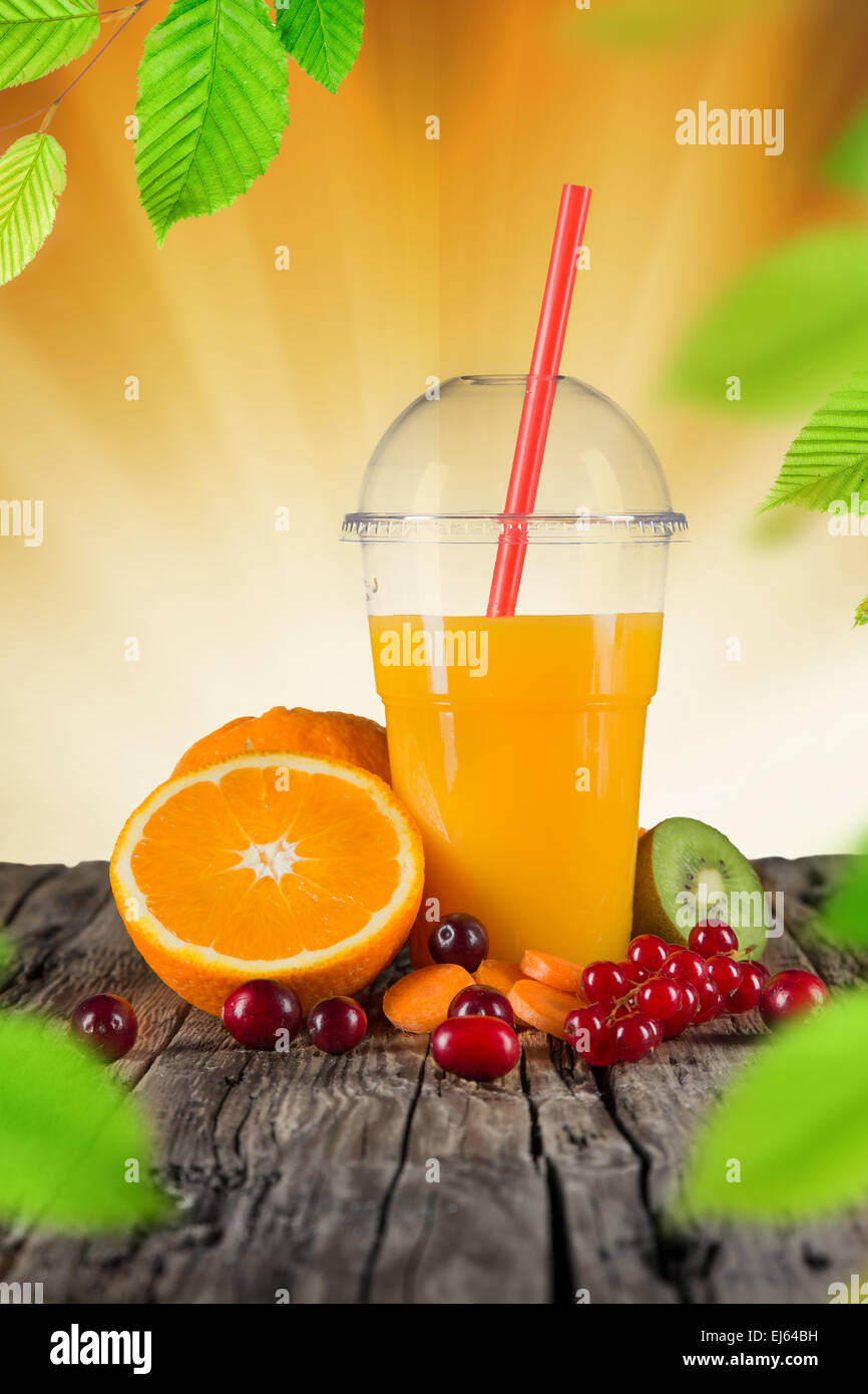 Fresh juice mix fruit, healthy drinks on wooden table Stock Photo - Alamy