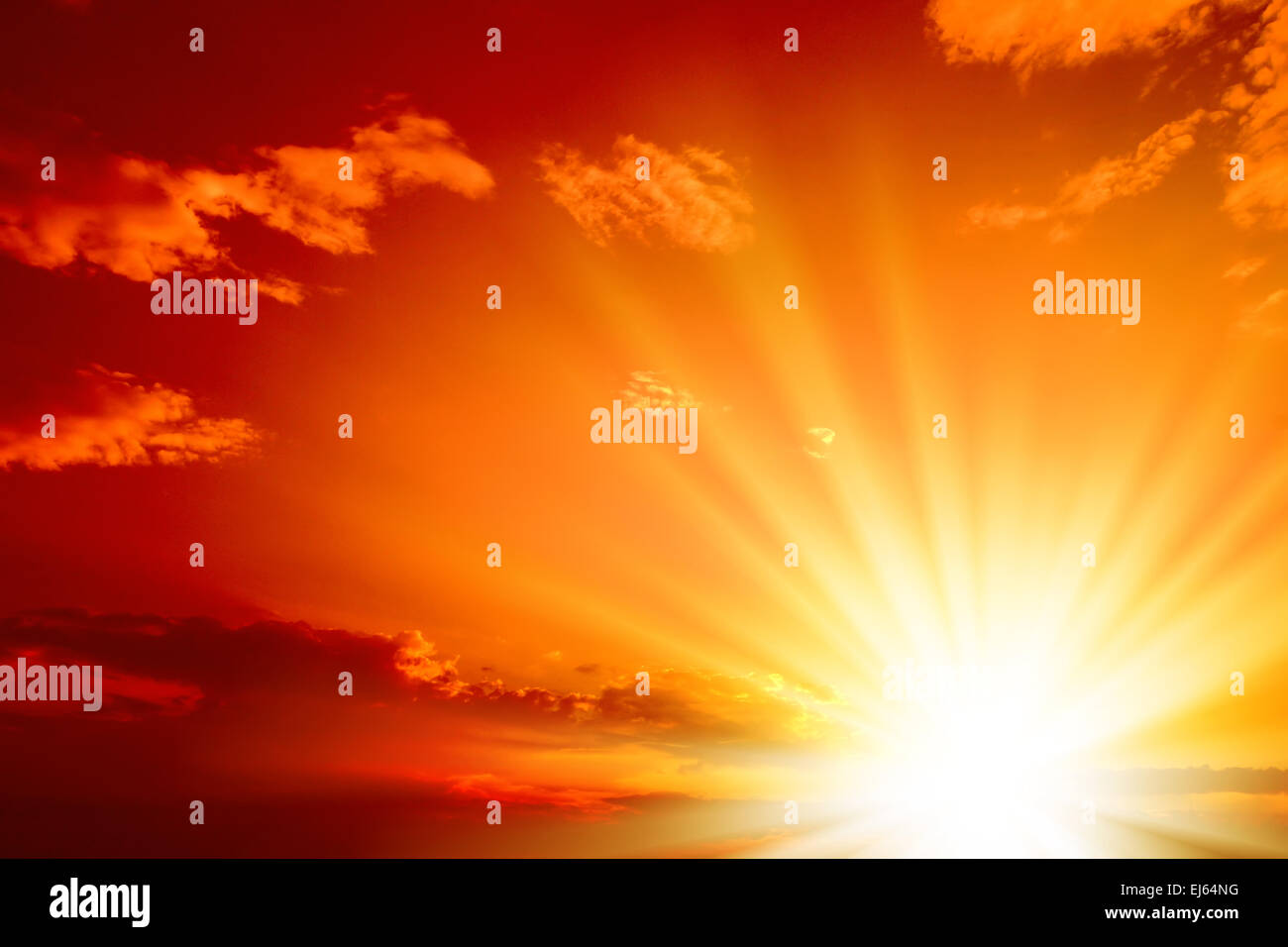 Red sunset, rich dark clouds, rays of light Stock Photo - Alamy