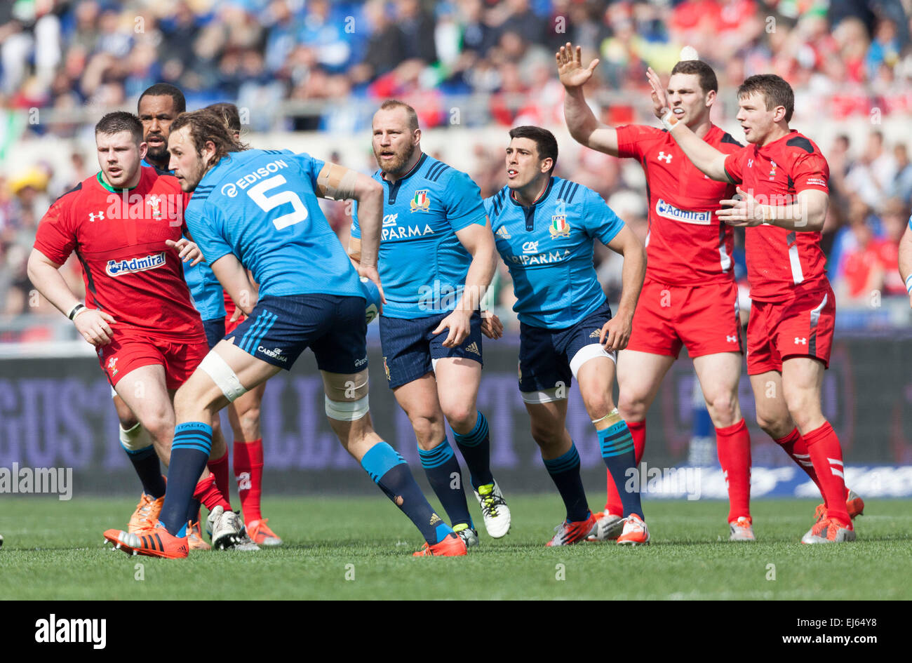 Rome, Italy. 21st Mar, 2015. Italian lock Joshua Furno looks to pass ...