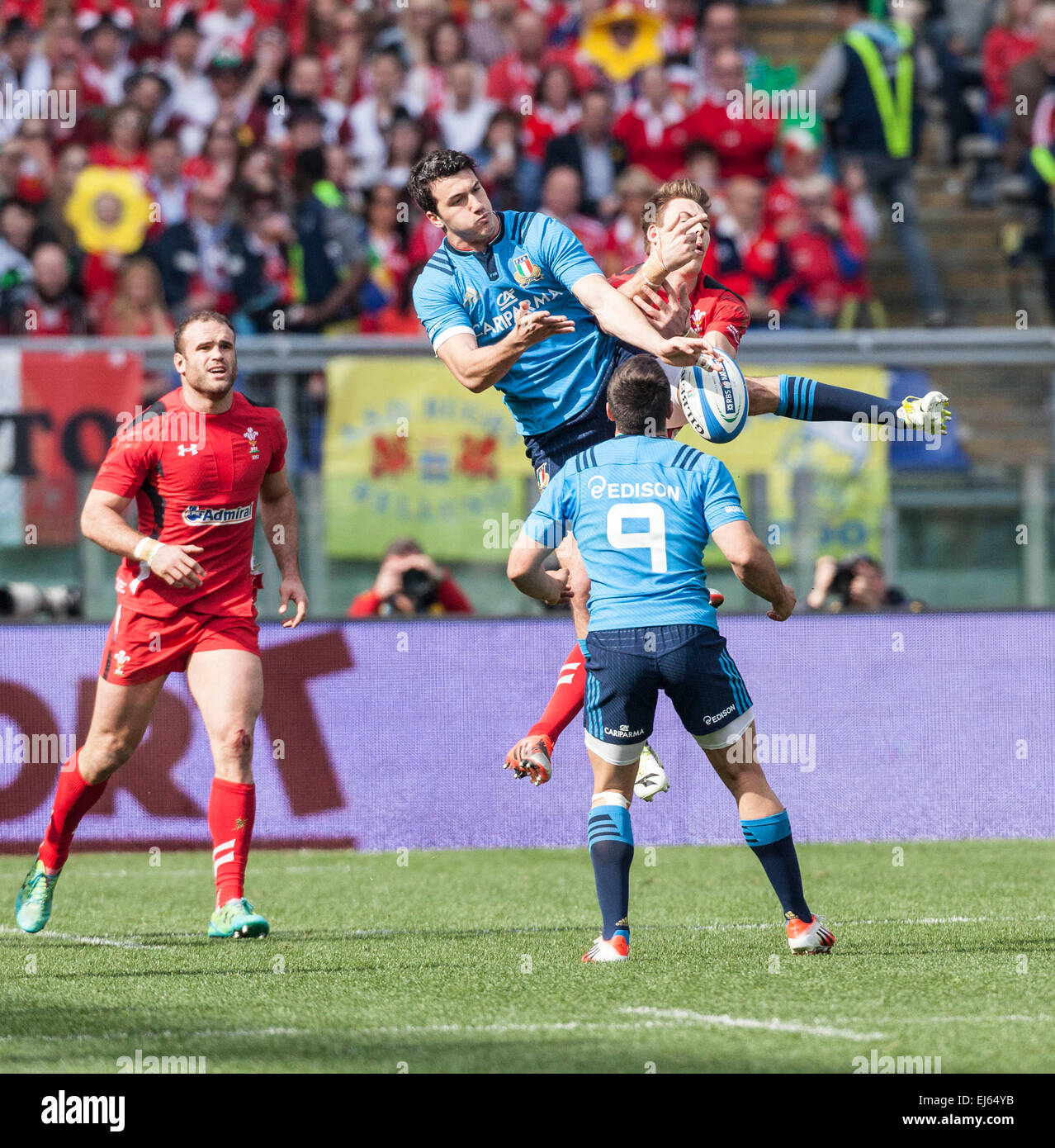 Rome, Italy. 21st Mar, 2015. Jonathan Davies and Edoardo Gori in a mid ...