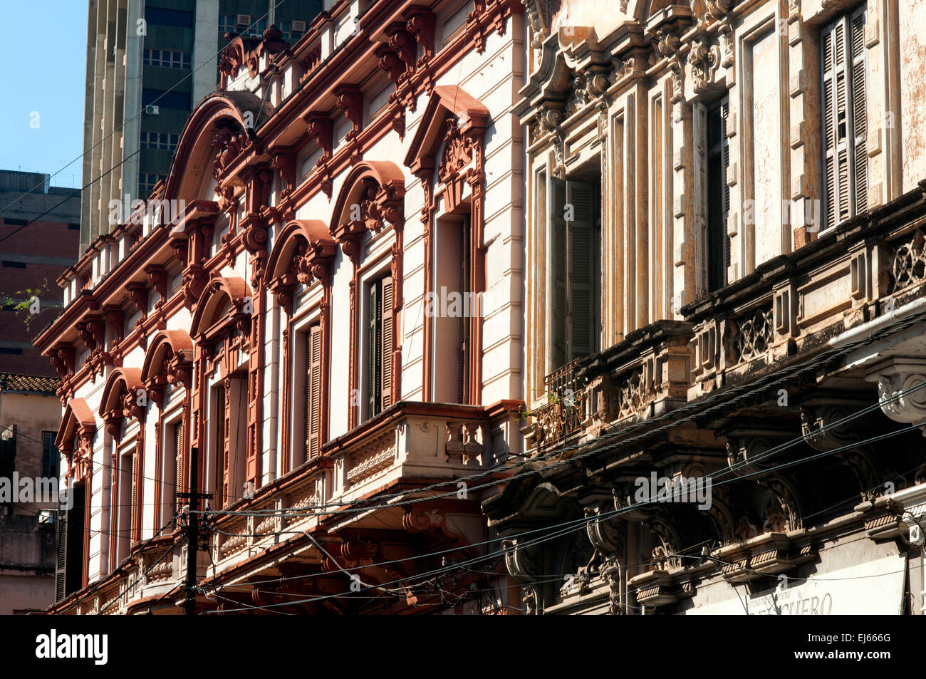 Colonial buildings, Calle Palma, Central Asuncion, Paraguay Stock Photo ...