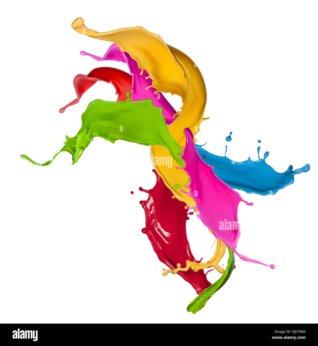 Colored splashes in abstract shape on white background Stock Photo - Alamy