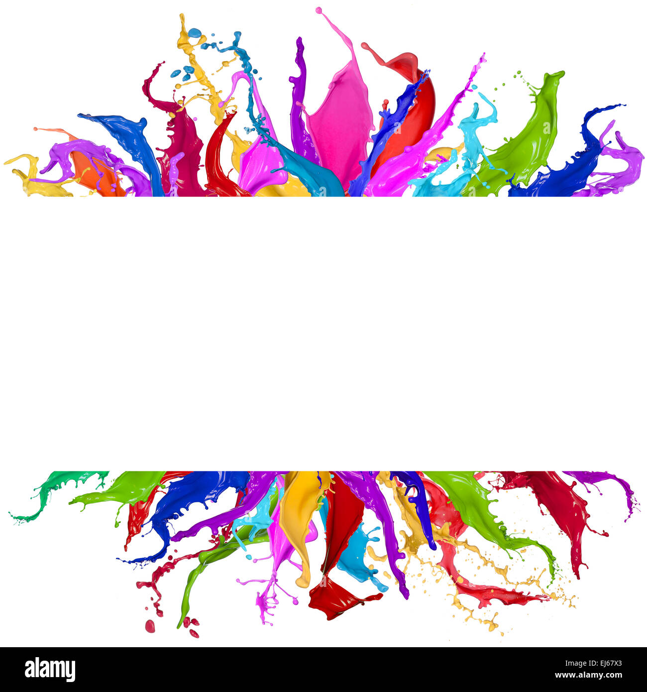 Colored splashes in abstract shape on white background Stock Photo - Alamy