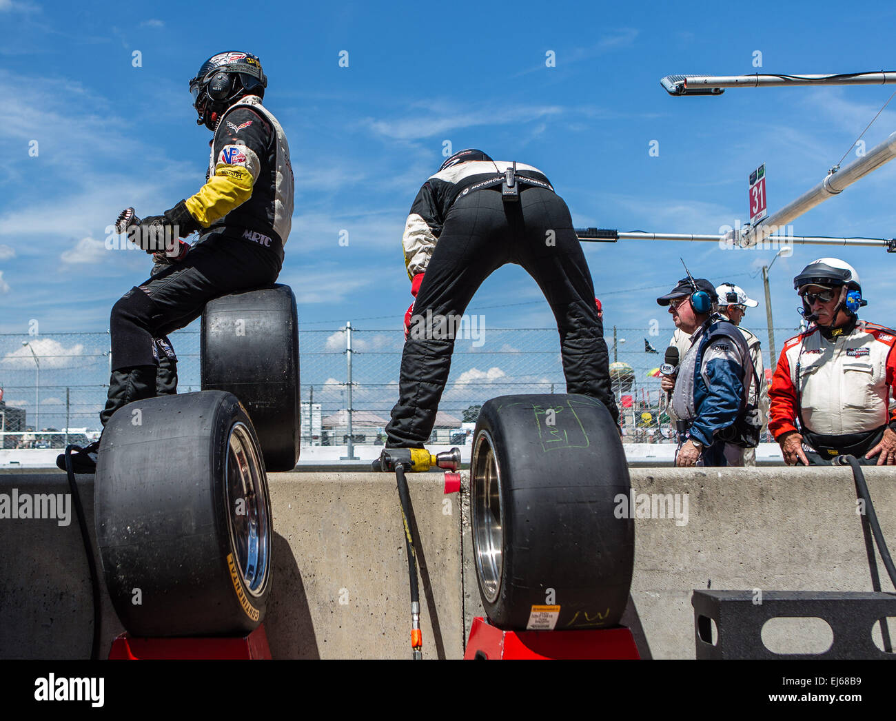 3/21/2015 - Sebring FL, USA - Pit crew getting ready of Action Express ...