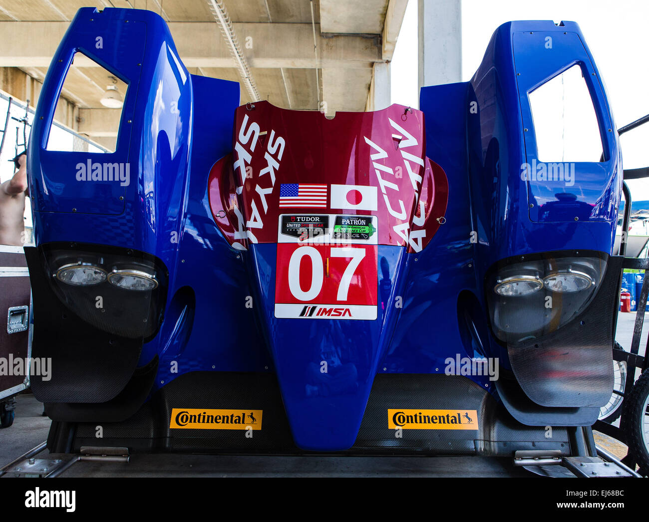 3/21/2015 - Sebring FL, USA - Behind the pits an extra hood for the car ...