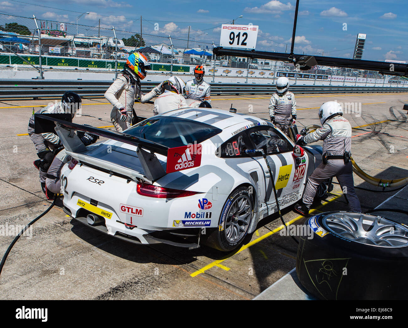 3/21/2015 - Sebring FL, USA - Driver change and pit crew at work for ...