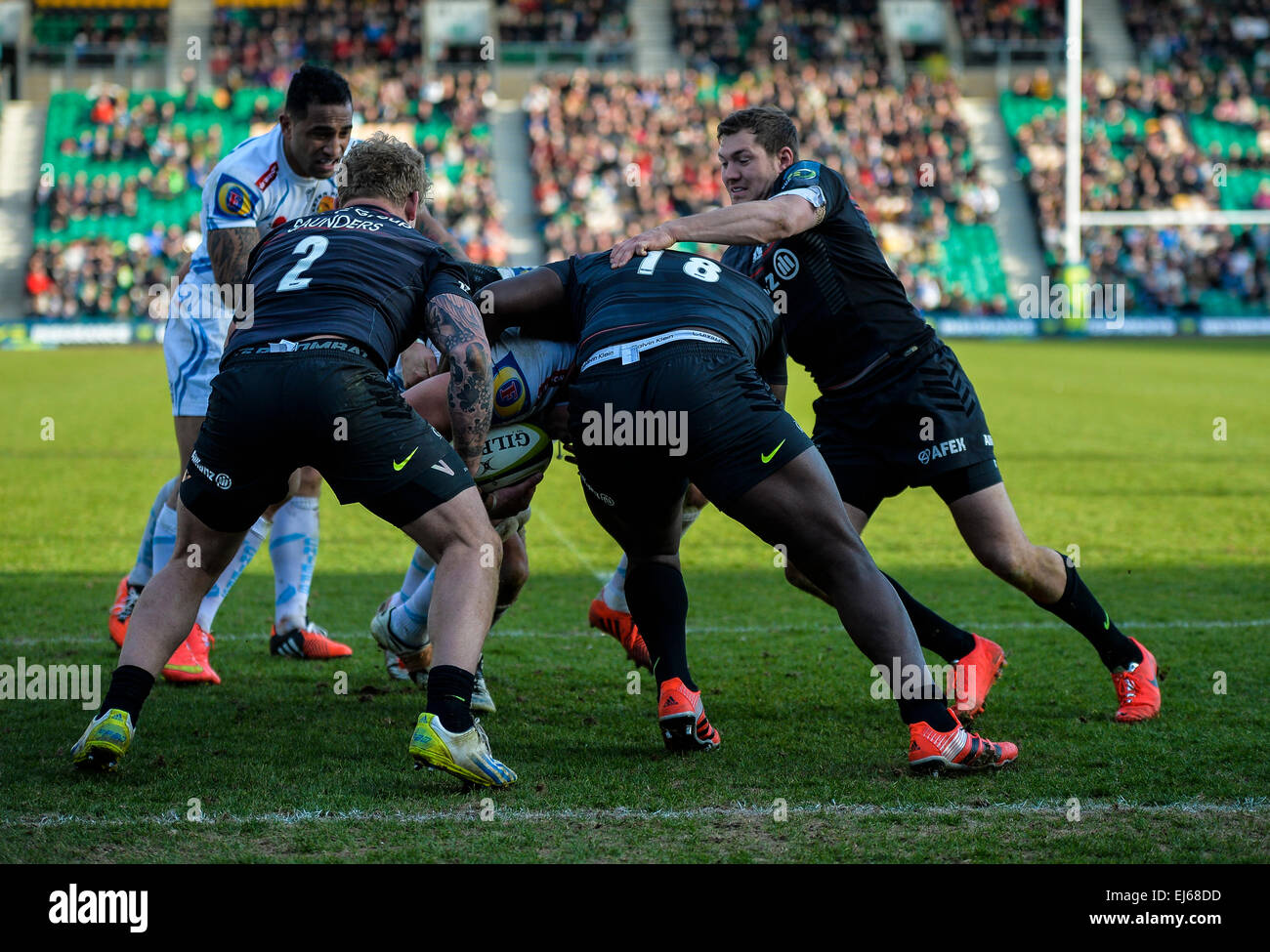 Northampton, UK. 22nd Mar, 2015. LV Cup Final. Saracens versus Exeter ...