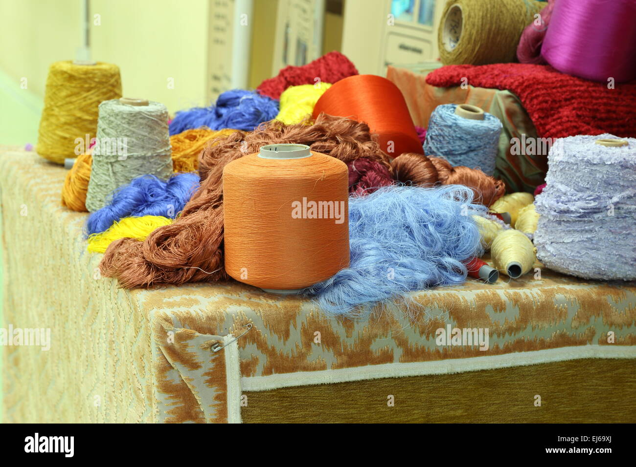 Colorful raw silk thread in the silk farm Stock Photo - Alamy