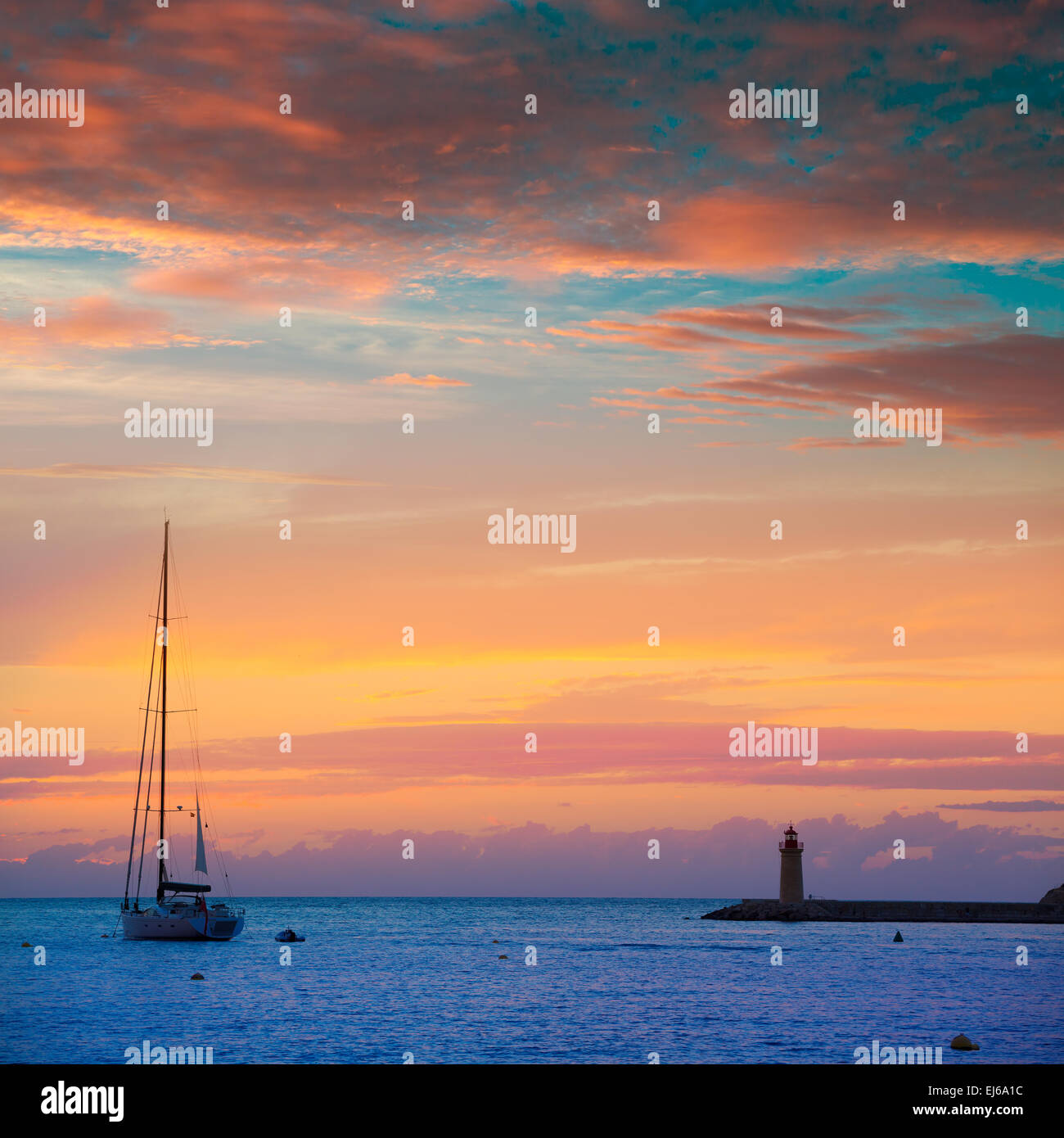 Mallorca port de Andratx sunset in Mallorca at Balearic islands of ...