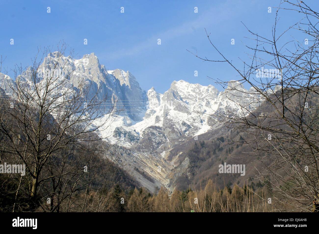 landscape of the mountains in Camonica Valley in northern Italy Stock ...