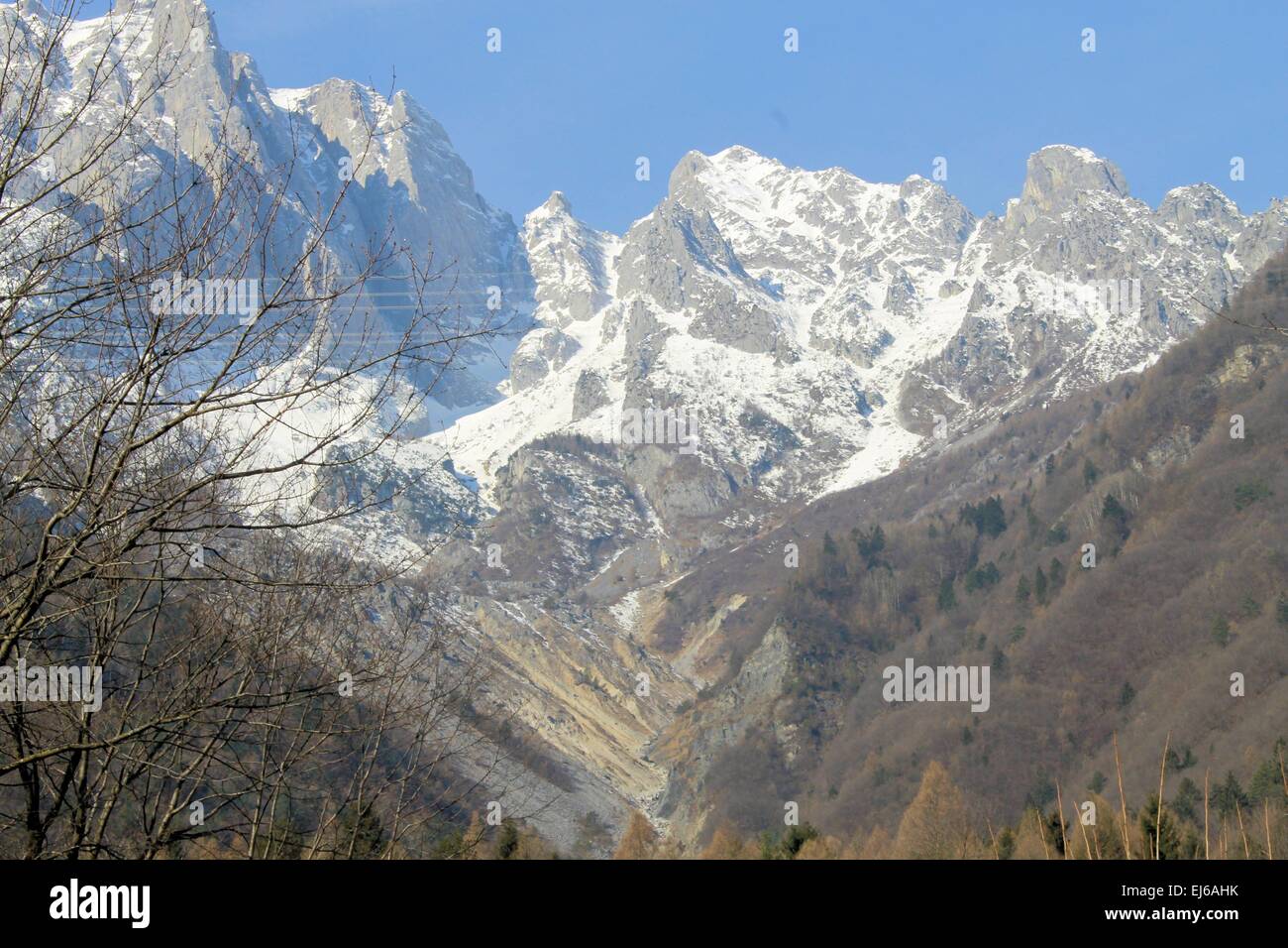 landscape of the mountains in Camonica Valley in northern Italy Stock ...