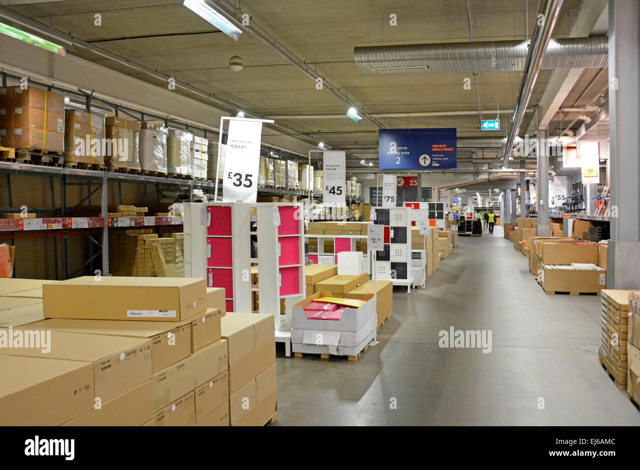 Interior view ground floor warehouse customer collection areas in Ikea ...