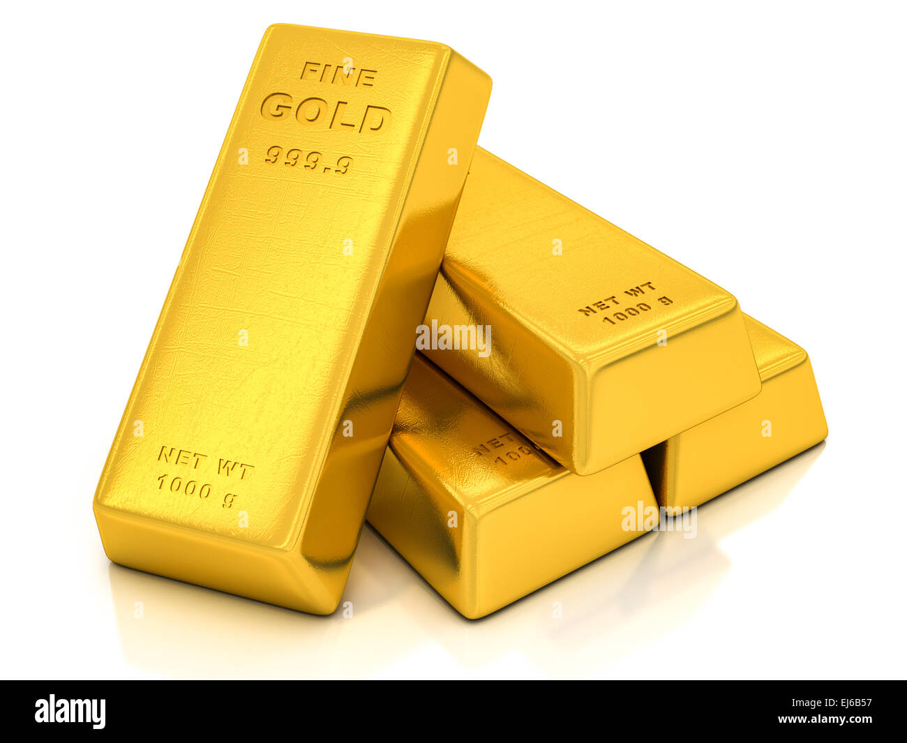 gold ingots on a white background Stock Photo - Alamy