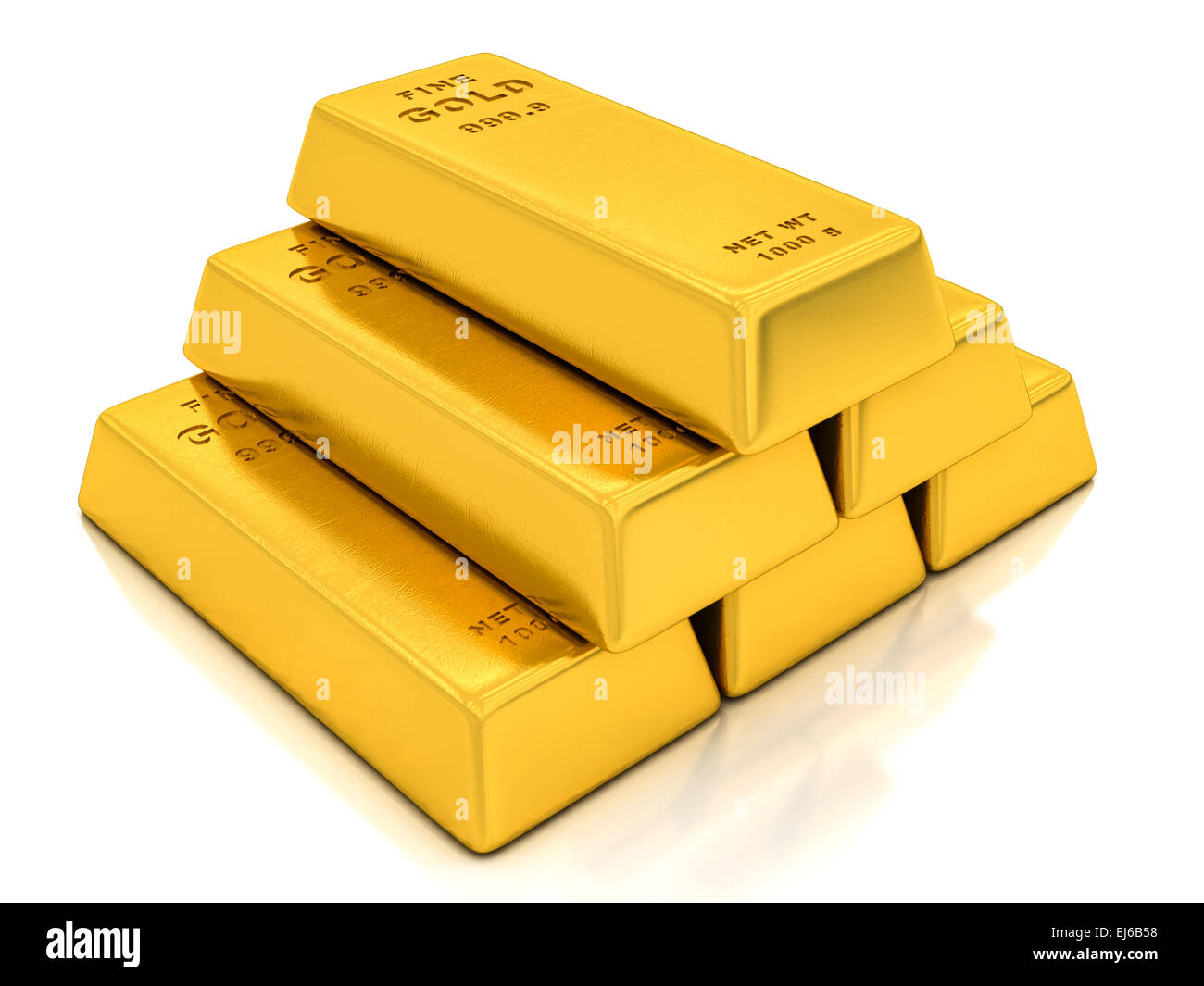 gold ingots on a white background Stock Photo - Alamy