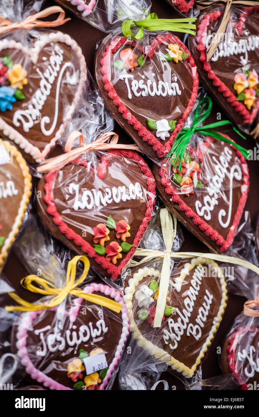 Gingerbread hanging at the christmas market in Poland Stock Photo - Alamy