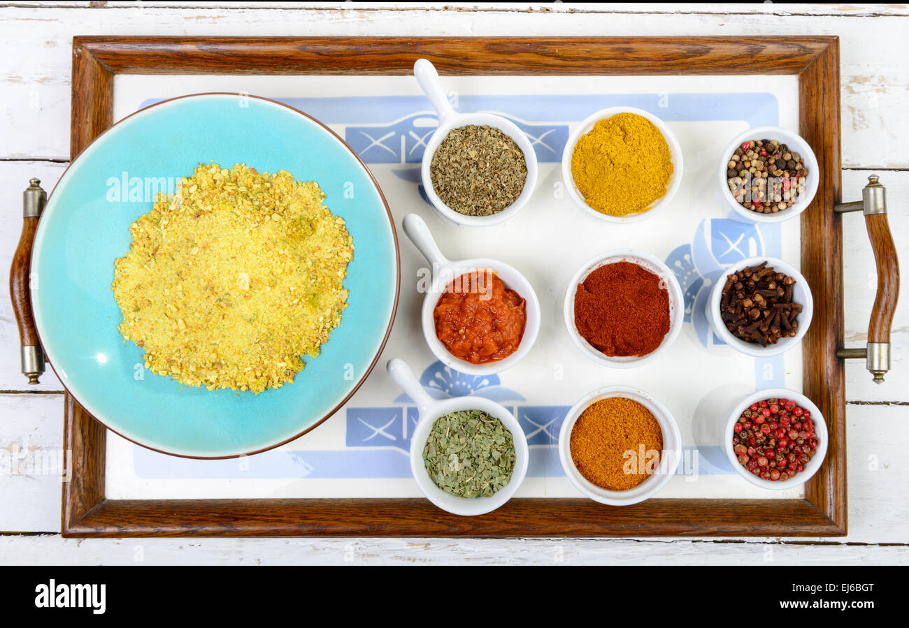 Indian spices assortments on a tray Stock Photo - Alamy