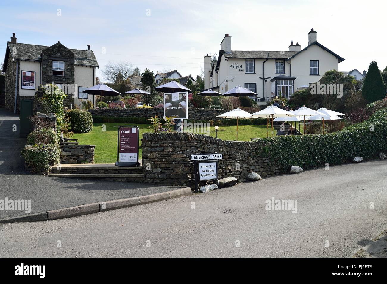 the angel inn bowness on windermere england uk on a sunny day in march ...