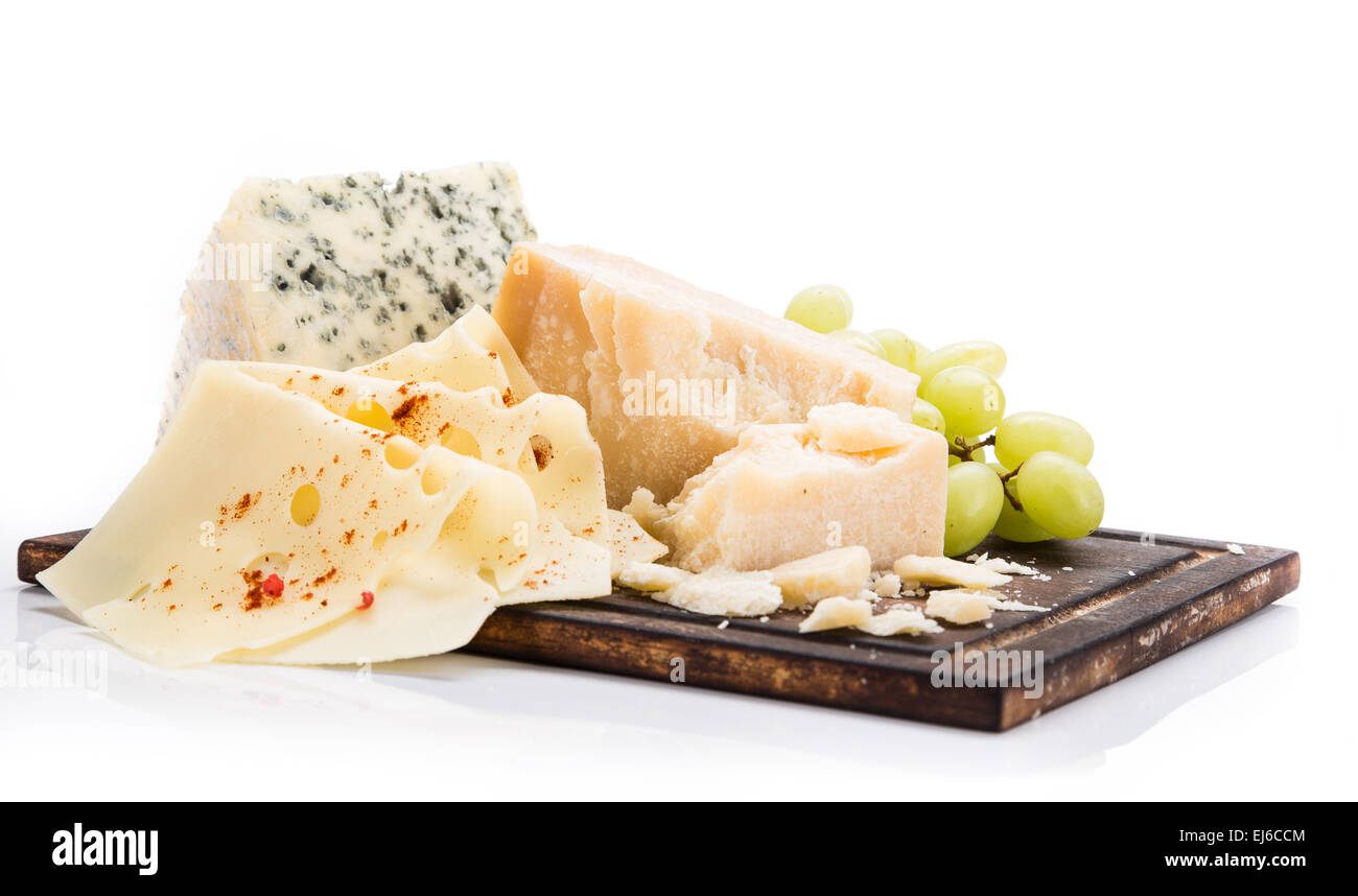 Pieces of various cheeses on white background, close-up Stock Photo - Alamy