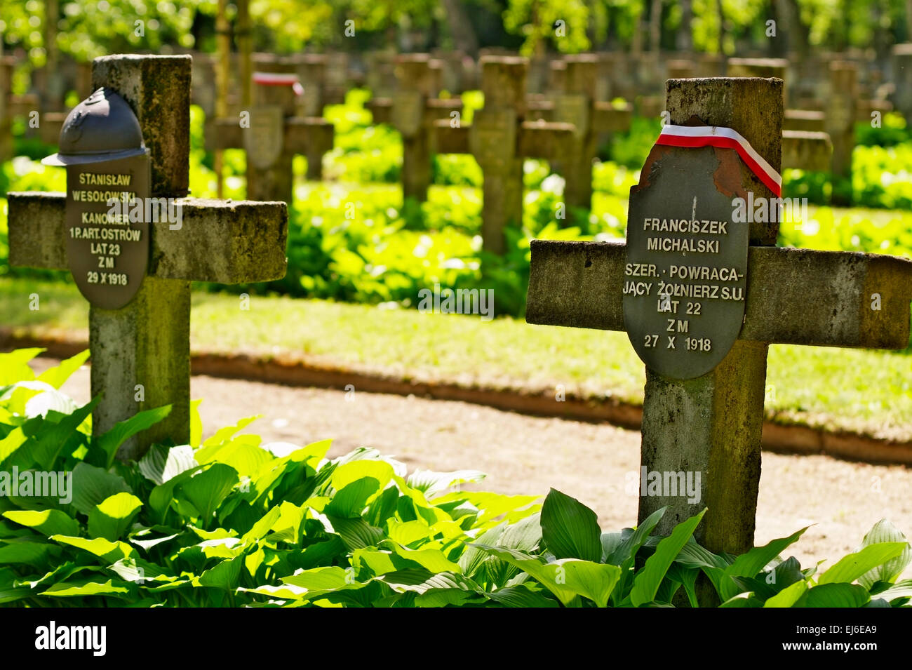 Powazki Military Cemetery in Warsaw, Poland. Graves of Polish soldiers ...