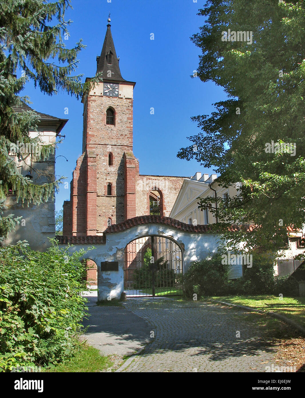 church tower of Sazava monastery - Czech republic Stock Photo - Alamy