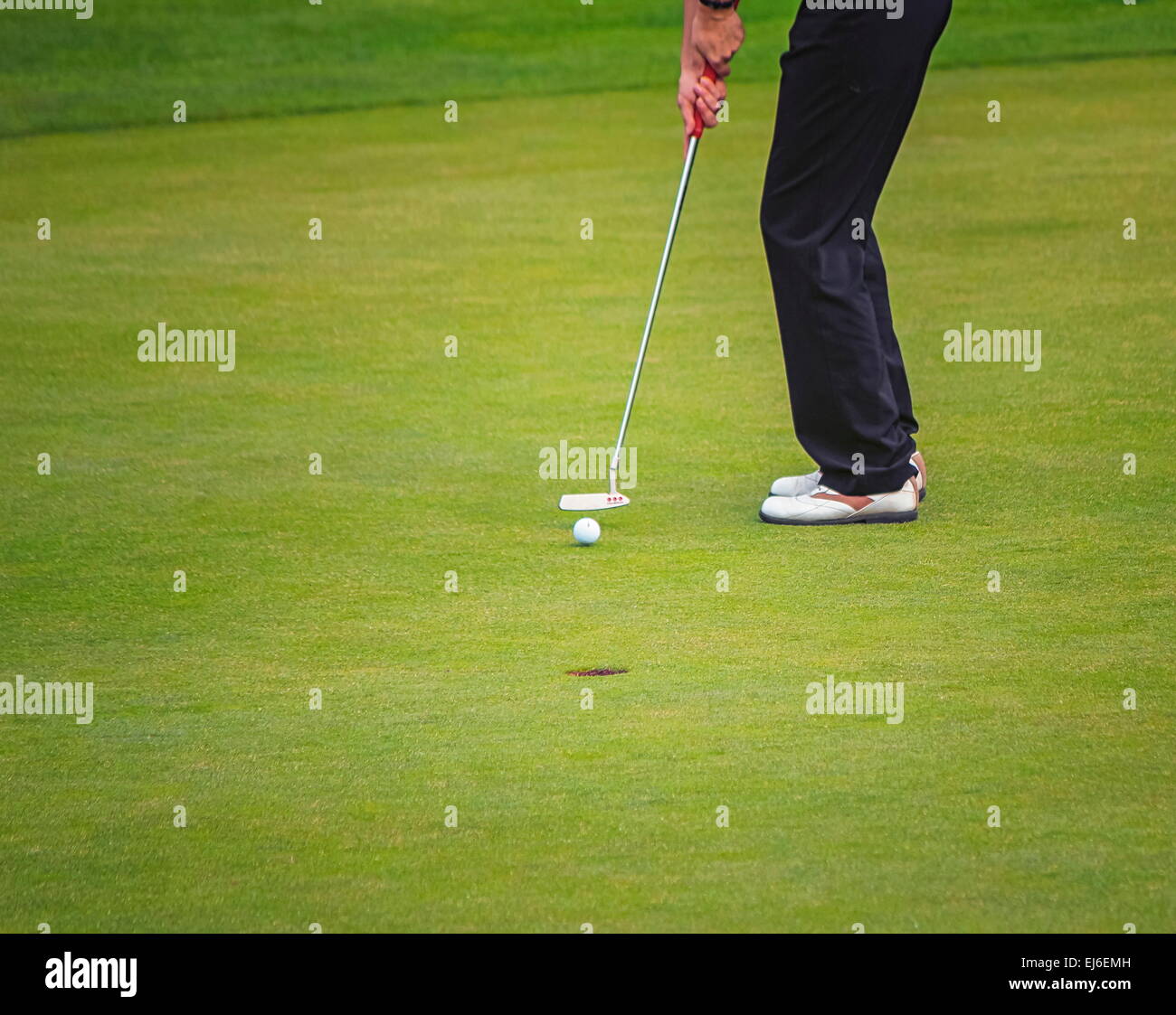 Golf player legs putting on the green Stock Photo - Alamy